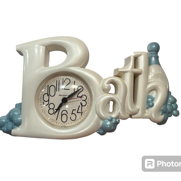 Vintage | Wall Decor | Vintage 8s Burwood Bathtime Kitschy Bubble Bath Clock Blue And White ...